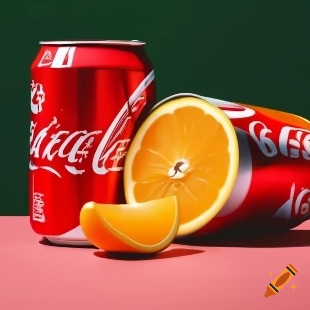 Sliced orange and half Coca-Cola can combining in creative ...