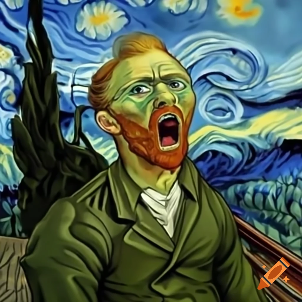 Artistic fusion of van Gogh and Munch's 'The Scream' on Craiyon
