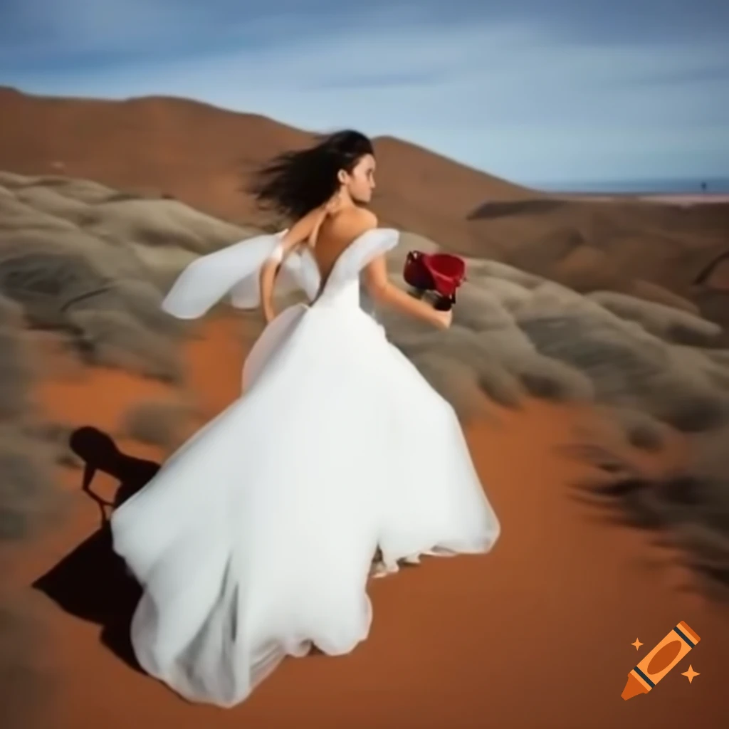 Bride fleeing from wedding ceremony on Craiyon