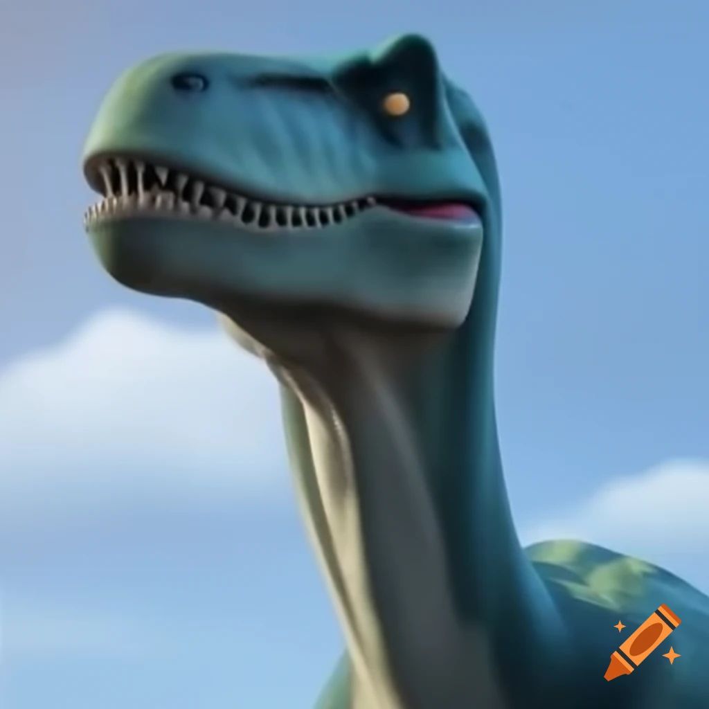 Cyan T-Rex with U-shaped head and no arms on Craiyon