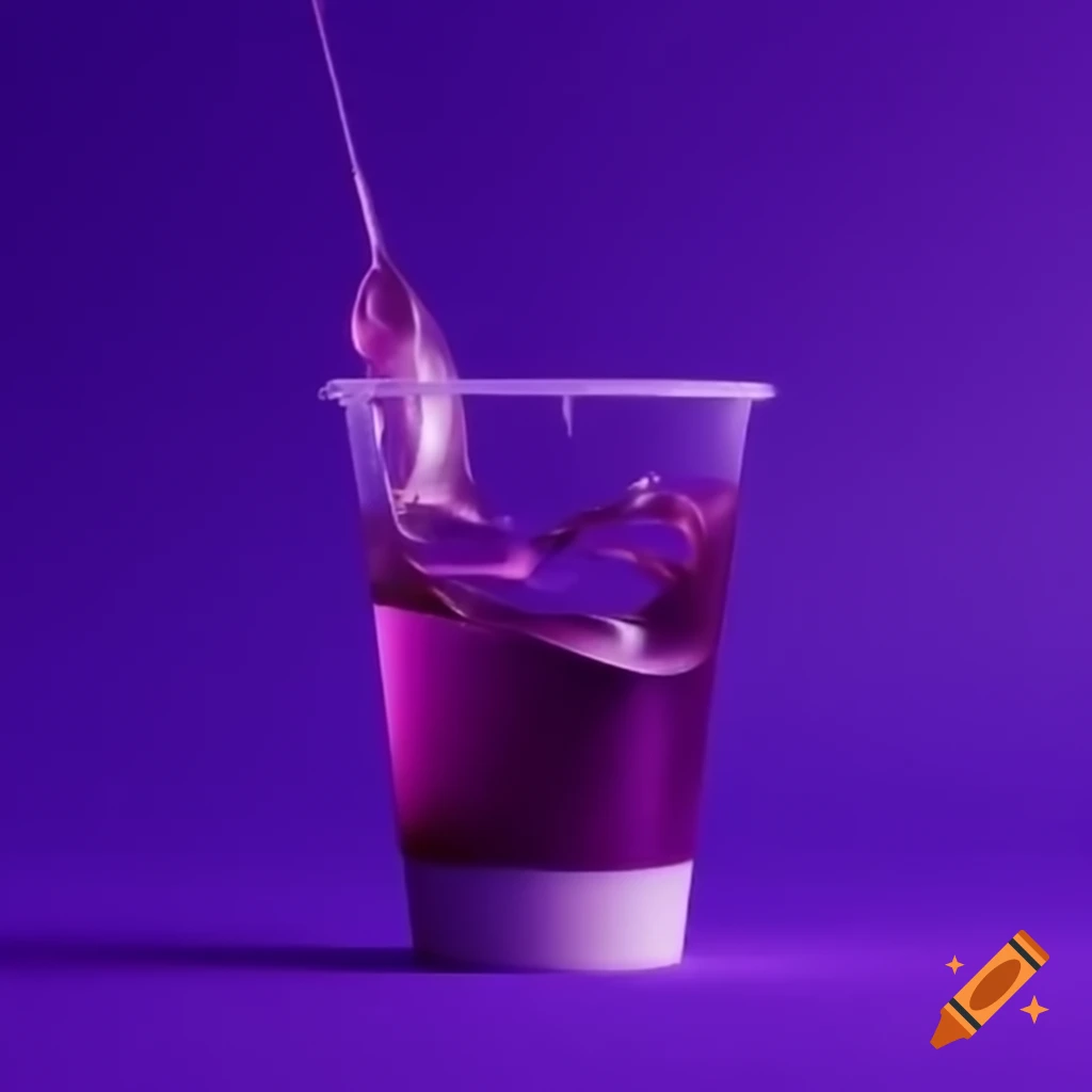 Knocked over Styrofoam cup spilling purple liquid on Craiyon