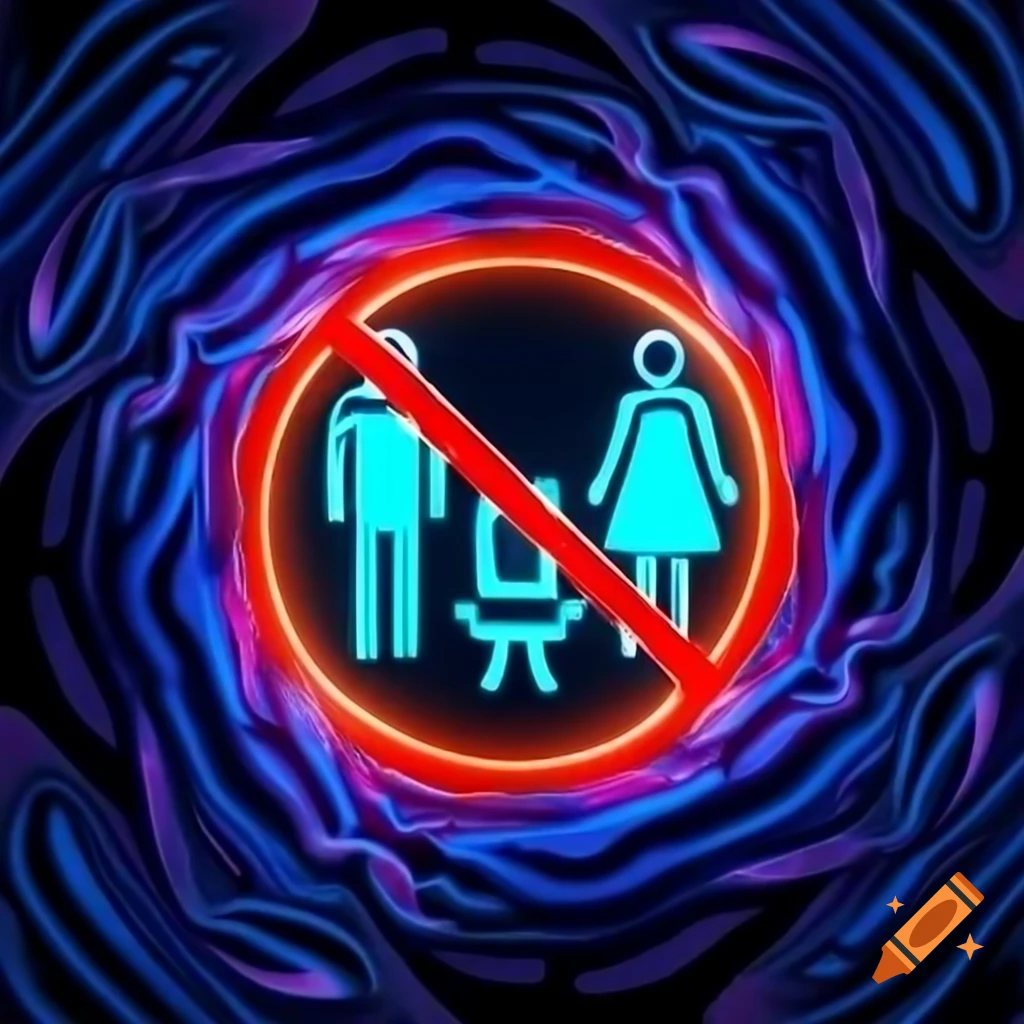 No toilets allowed sign with crossed-out toilet symbol and colorful ...