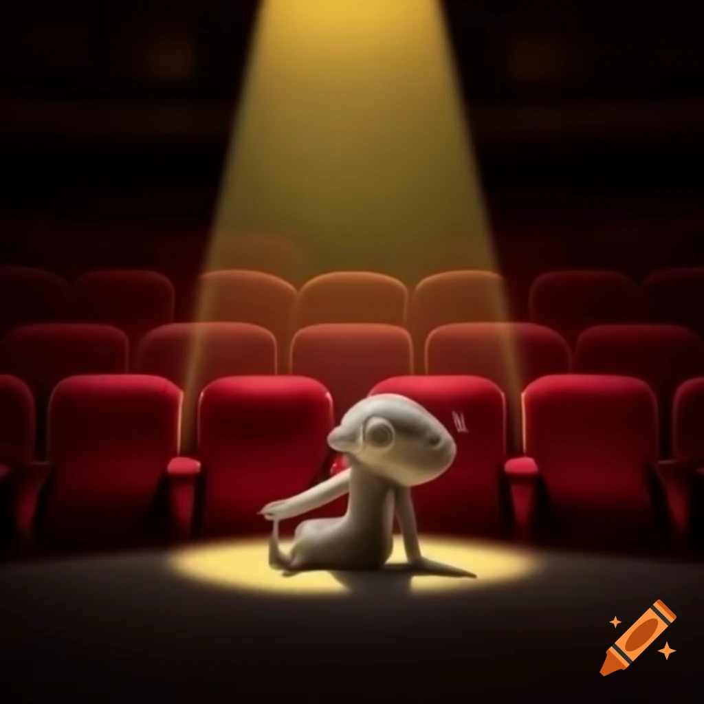 Puppet cut from strings in theater with laughing silhouettes and ...