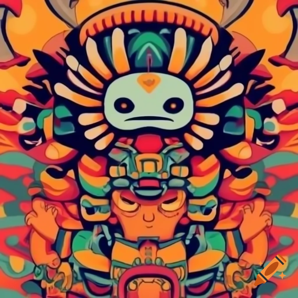 Epic illustration of Aztec God Xolotl depicted as an Axolotl on Craiyon