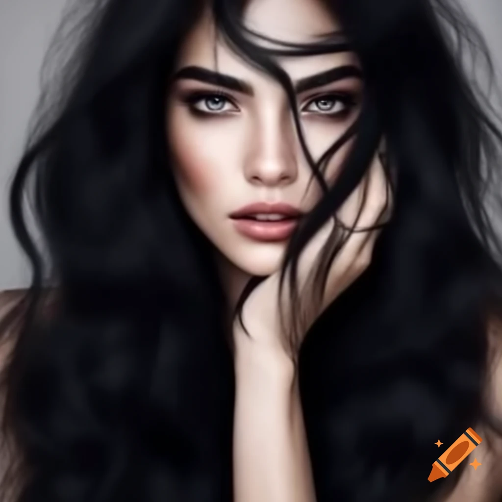 Woman in her thirties with Turkish features and captivating black eyes ...