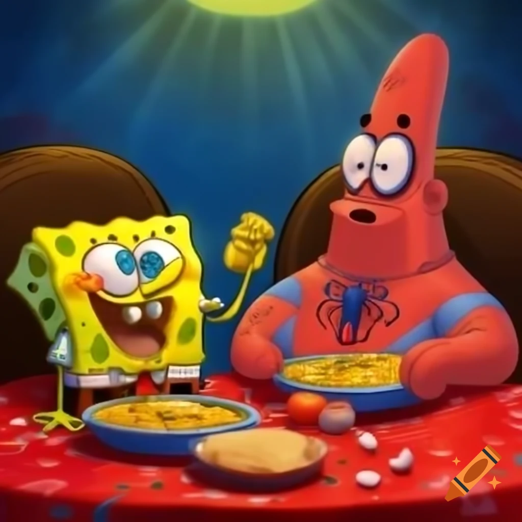 Mexican SpongeBob and Indian Spider-Man enjoying Doritos with curry on ...