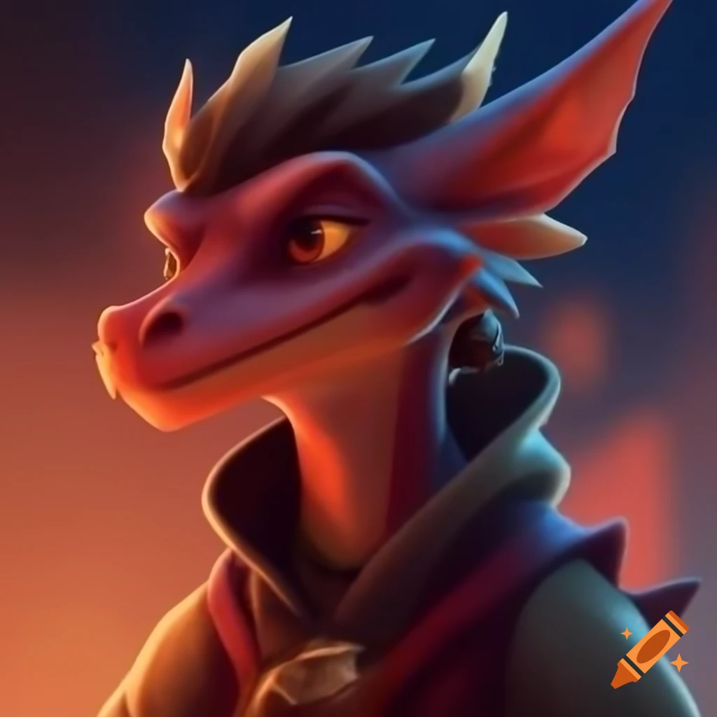 Kobold character with golden eyes and red scales, wearing a dragon ...