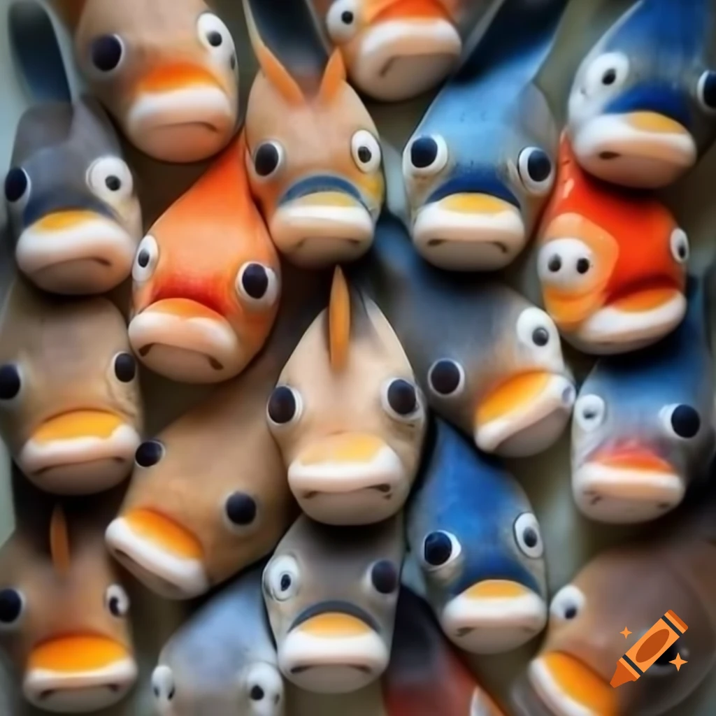 Colorful fish with donkey heads, surreal artwork on Craiyon