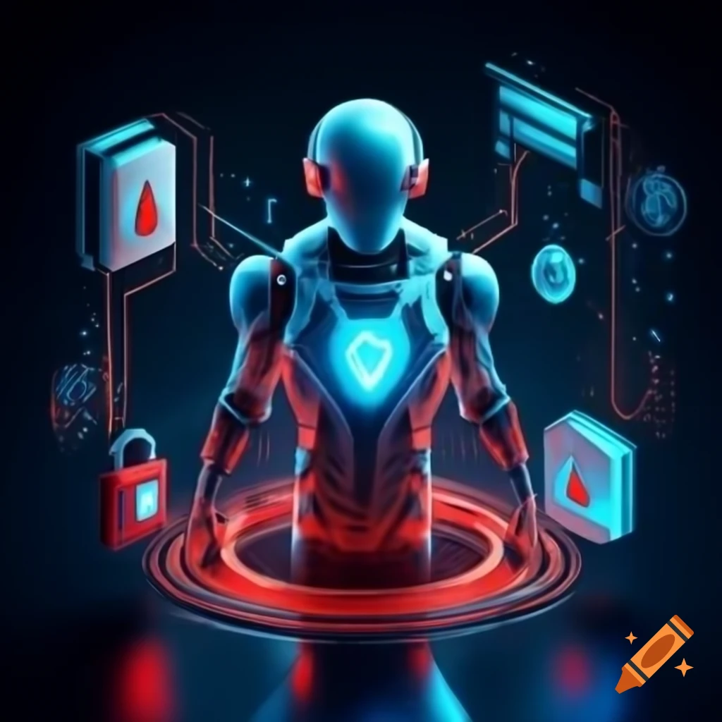 Futuristic digital security scene with AI agent and data pipeline on ...