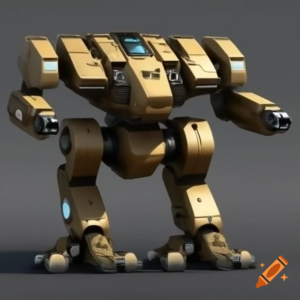 Angular and curved bipedal battle mech design inspired by military ...