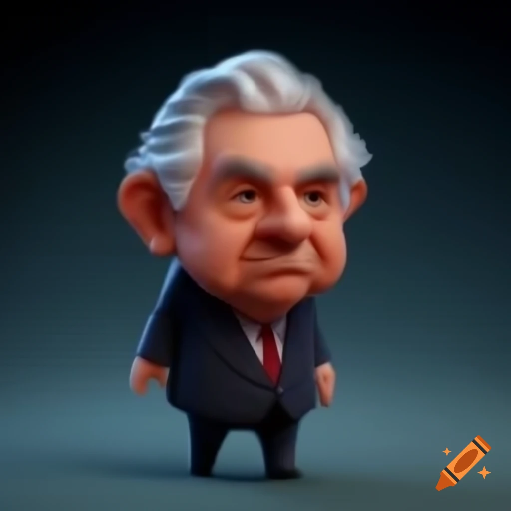 Chibi 3D render of former president Jose Mujica walking from side on ...