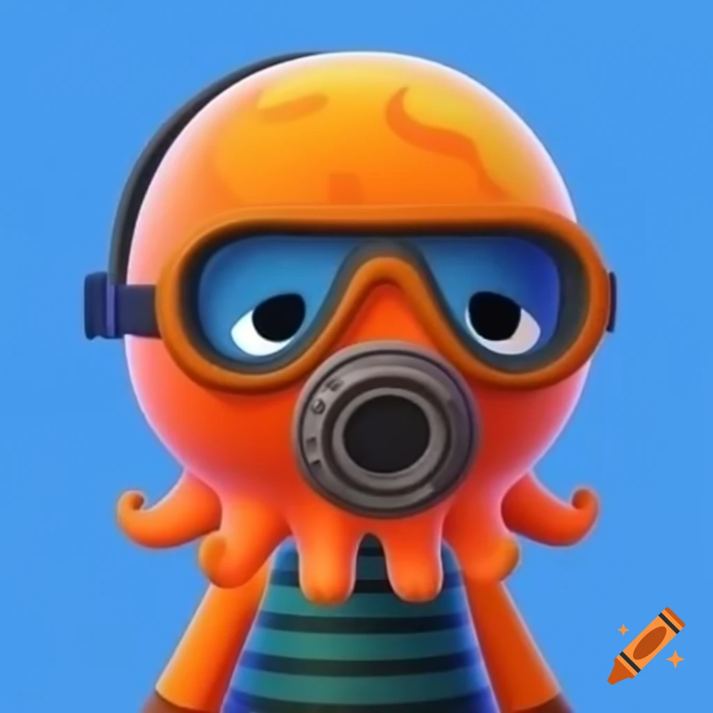 Female octopus with diving gear and tentacle-like hair on Craiyon