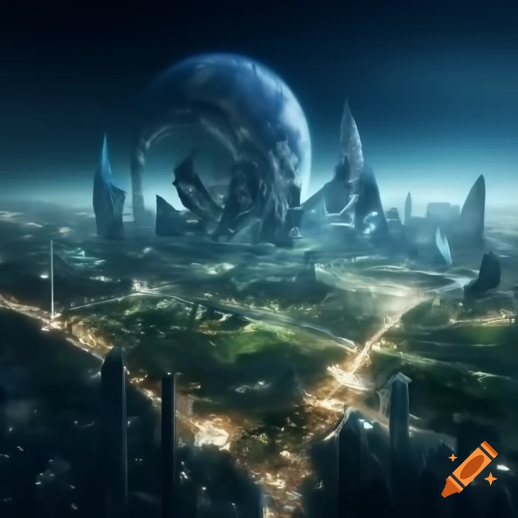 Futuristic cityscape of Lüneburg in 2100, illustrating climate change ...
