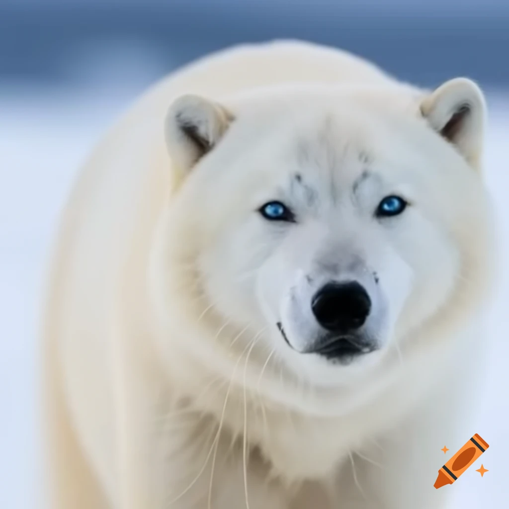 Fusion of wolf and polar bear, imaginative creature on Craiyon