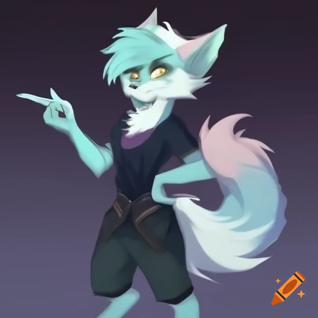 Fluffy non-binary wolf fursona with creative eagle and owl wing design ...