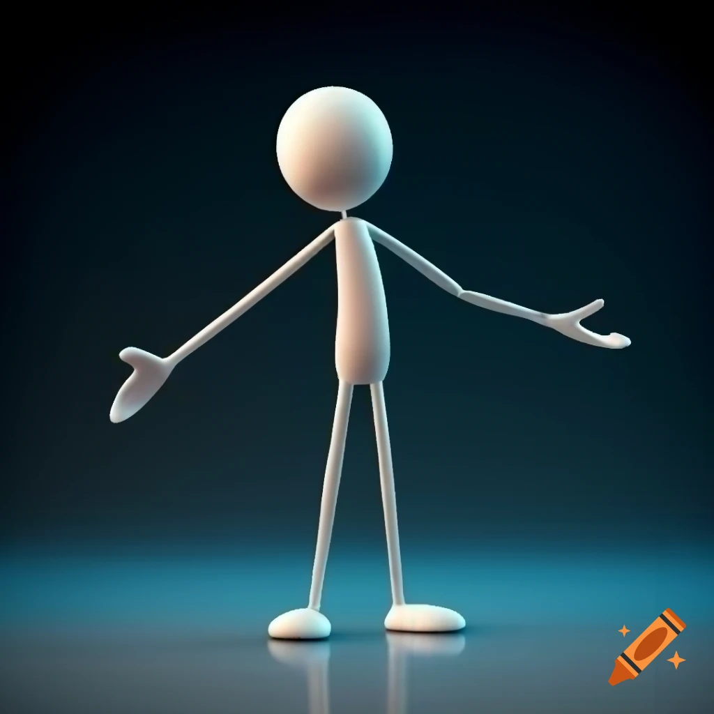 Heroic stickman character with plain background on Craiyon