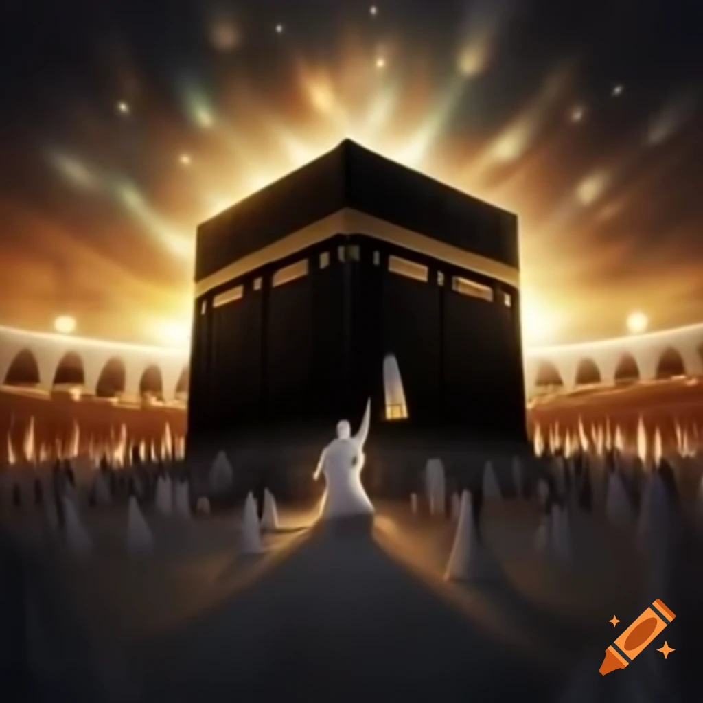 Prophet Muhammad lifting Imam Ali's hand at Ghadir Khumm, surrounded by crowd on Craiyon