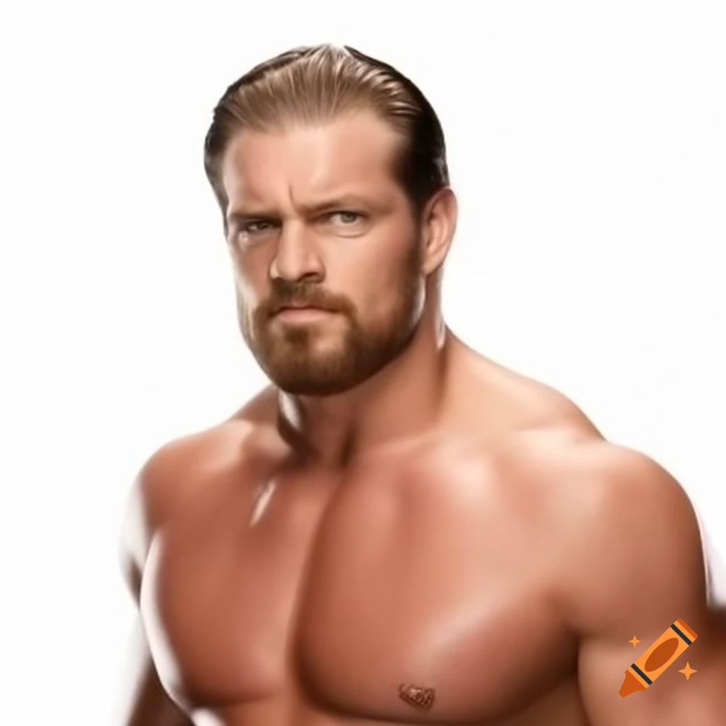 Frontal chest-high photo of male European pro wrestler in retro style ...