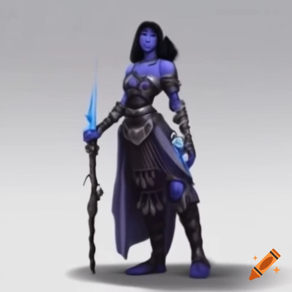 Tall female Goliath character from Dungeons & Dragons with light purple ...