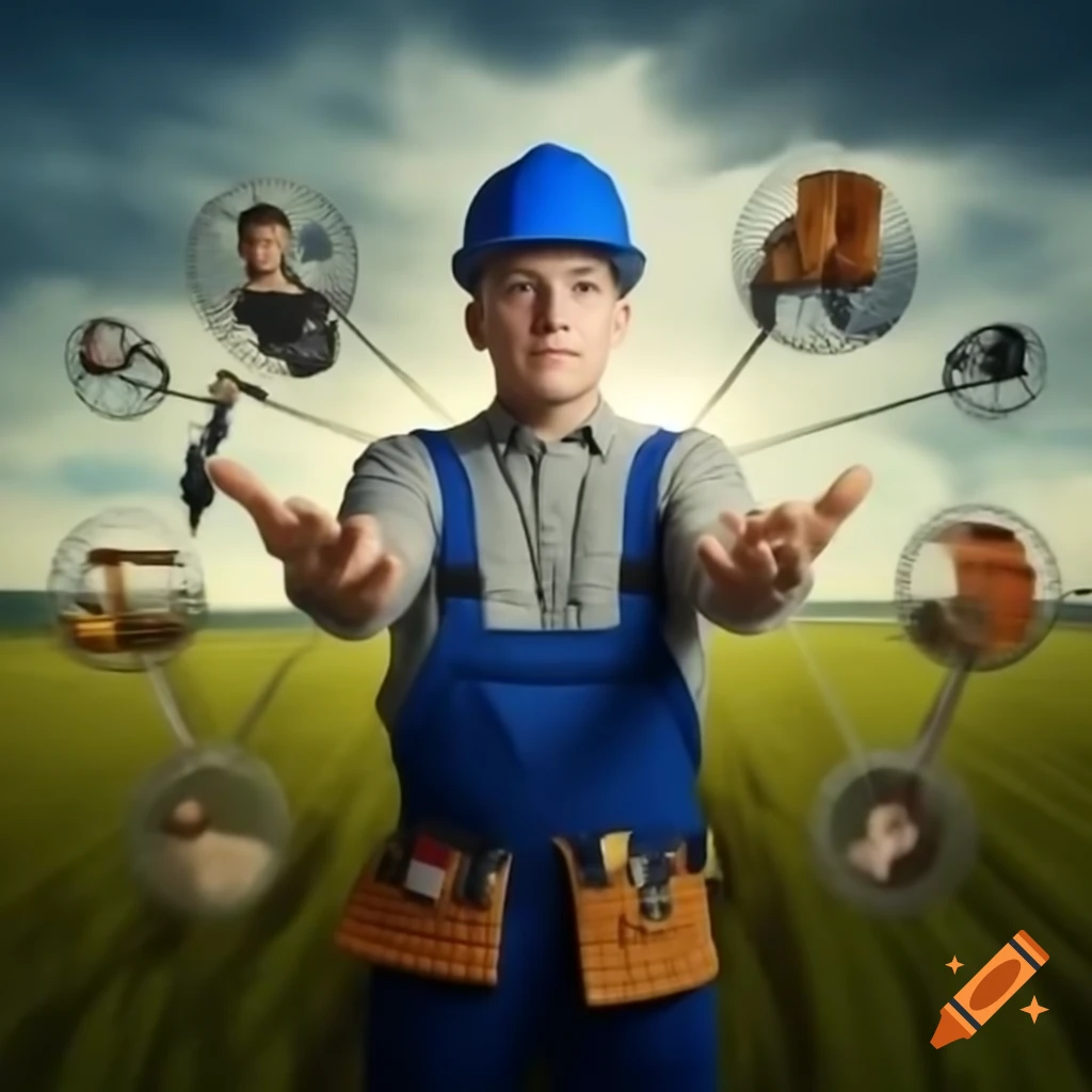 Alien technician with multiple hands working in electricity field on Craiyon