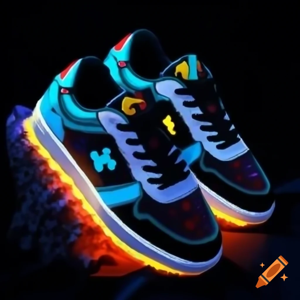 Sneakers featuring pixel art design with glow-in-the-dark laces and ...