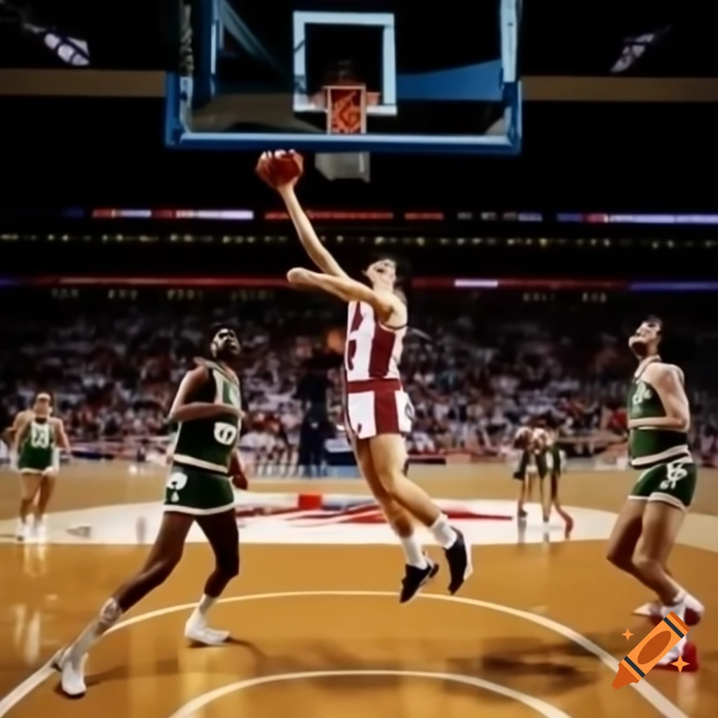 Intense basketball match with players competing on Craiyon