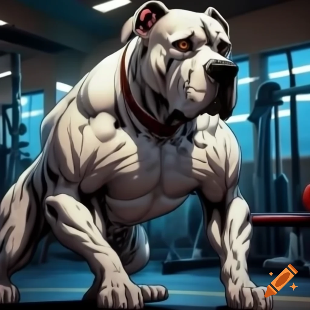 Great Dane workout scene in gym, showcasing muscular transformation on ...