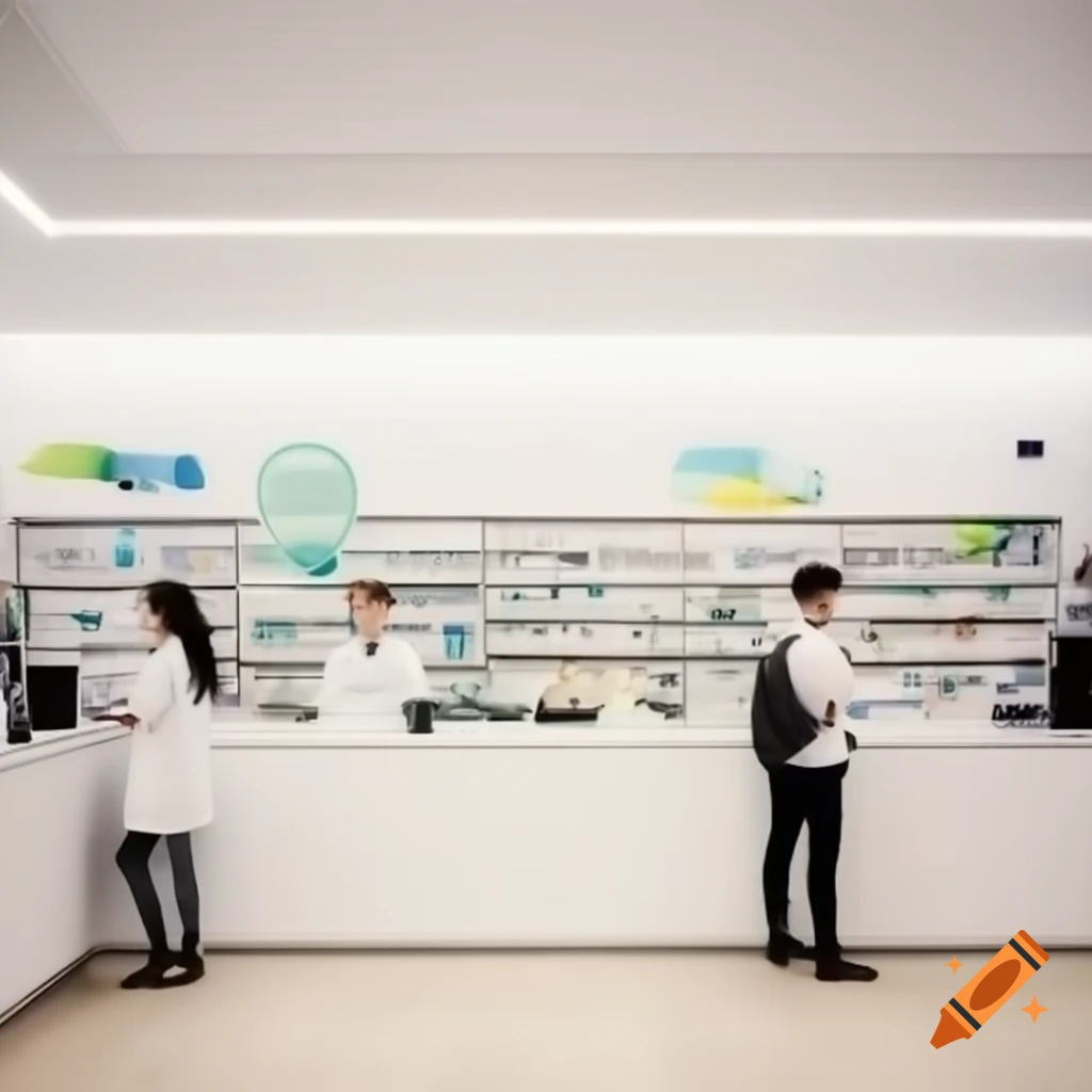 Pharmacist providing attentive service to customer in modern pharmacy ...
