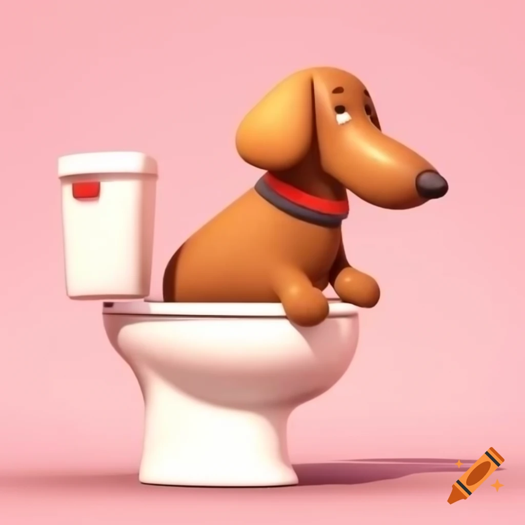 Cartoon of a dog on a potty on Craiyon