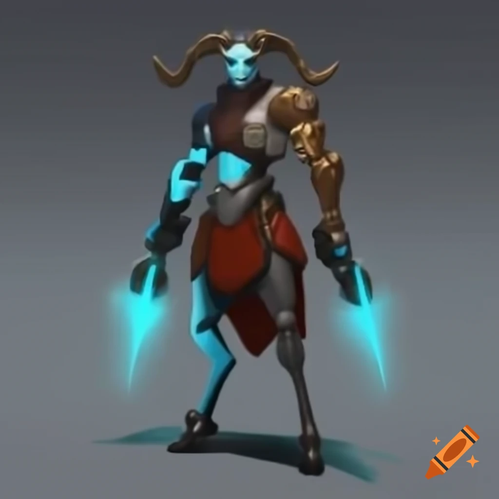 Concept art of futuristic Greek Overwatch 2 hero with goat legs and ...