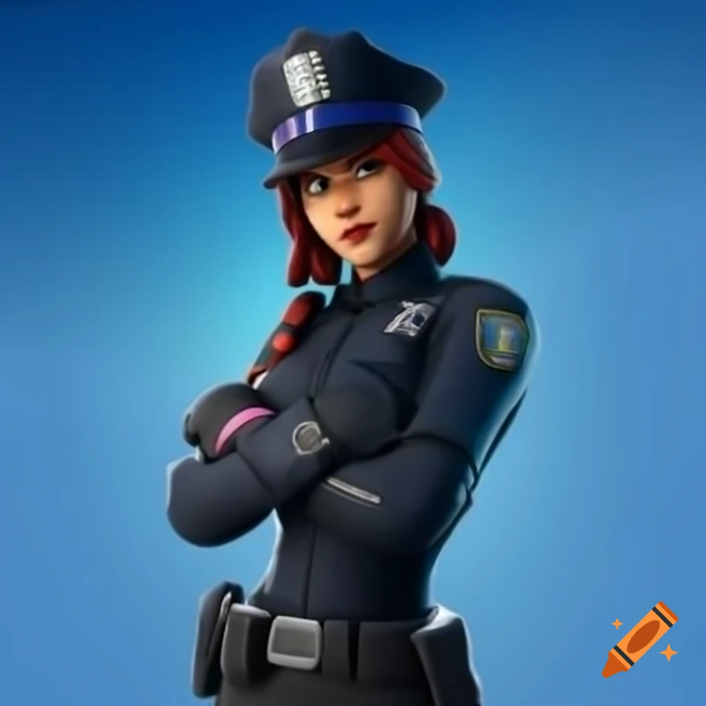 Fortnite character themed as police girl on Craiyon