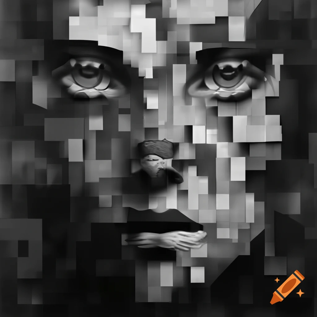 Abstract monochrome art titled 'here and gone' on Craiyon