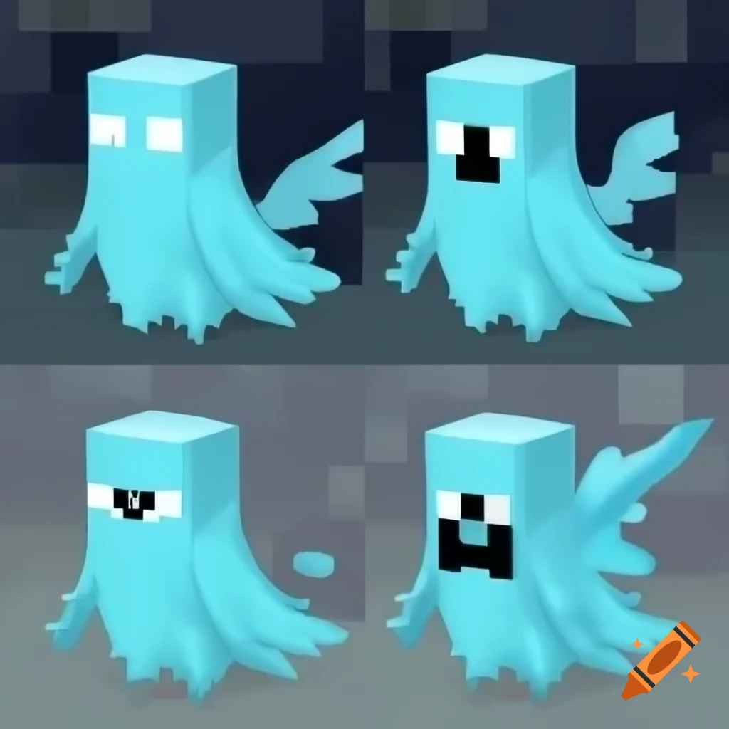 Minecraft allay, a light blue ghost-like character with dark blue wings ...