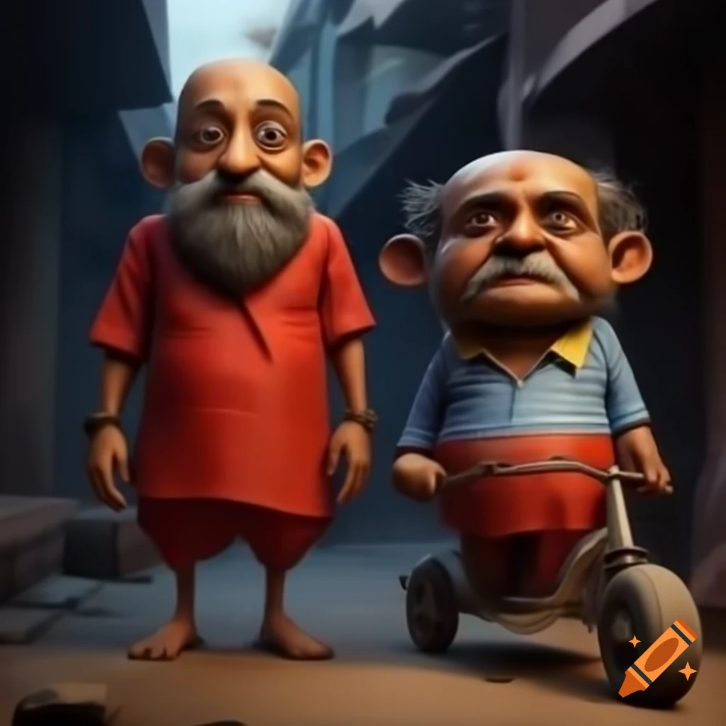 Ultra-realistic depiction of Motlu and Patlu characters, showcasing ...