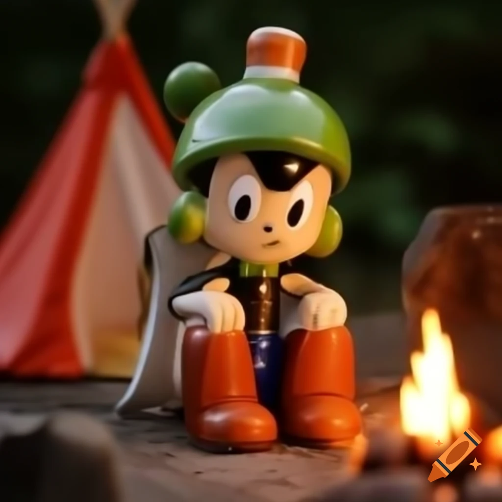 Whimsical ceramic figure of Astro Boy and Marvin the Martian by tent ...