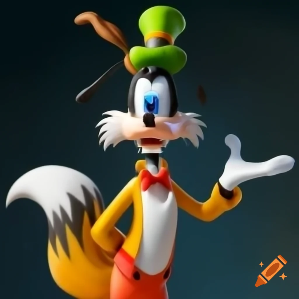 Character Tails dressed as Goofy on Craiyon