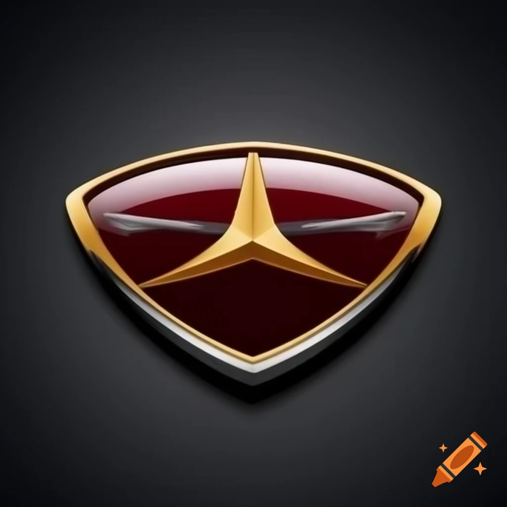Luxury car brand emblem featuring cherry icon in burgundy and gold on ...