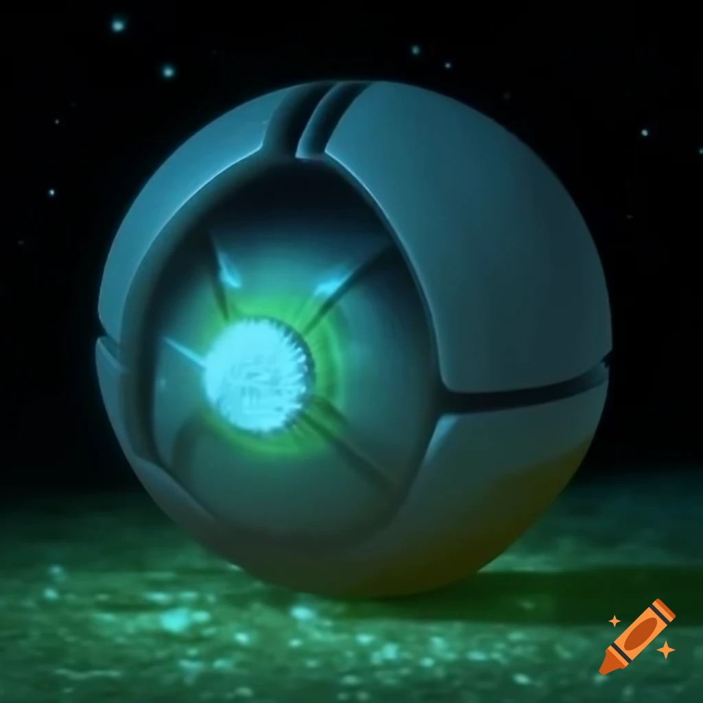 Hovering orb entity with smooth light blue velvety shell radiating calm ...