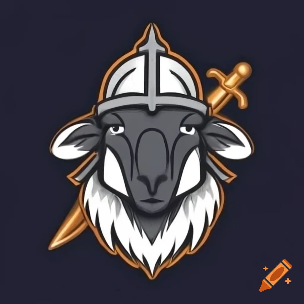Pixar-style sheep in knight helmet holding sword and halo on Craiyon