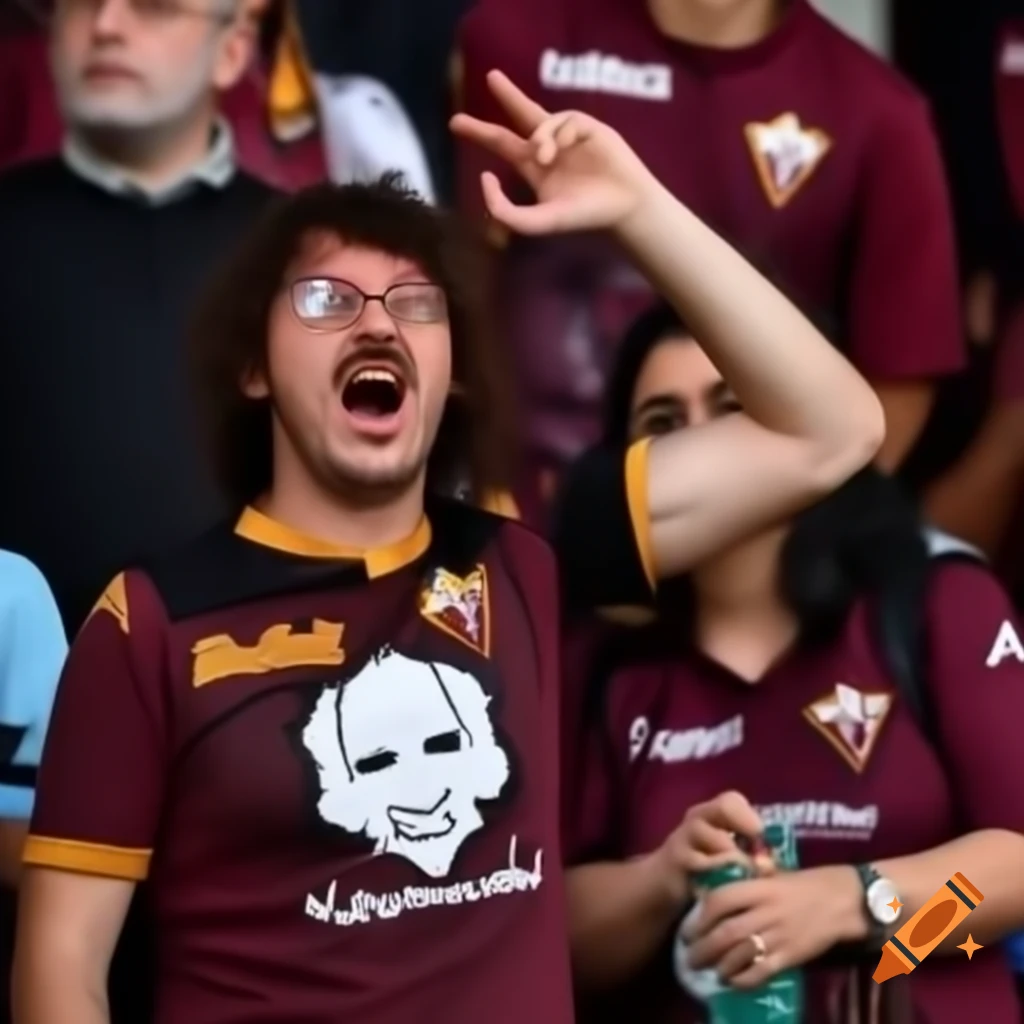 Cartoon of fan in S.S STABIA shirt mocking sad fan in Salernitana shirt ...