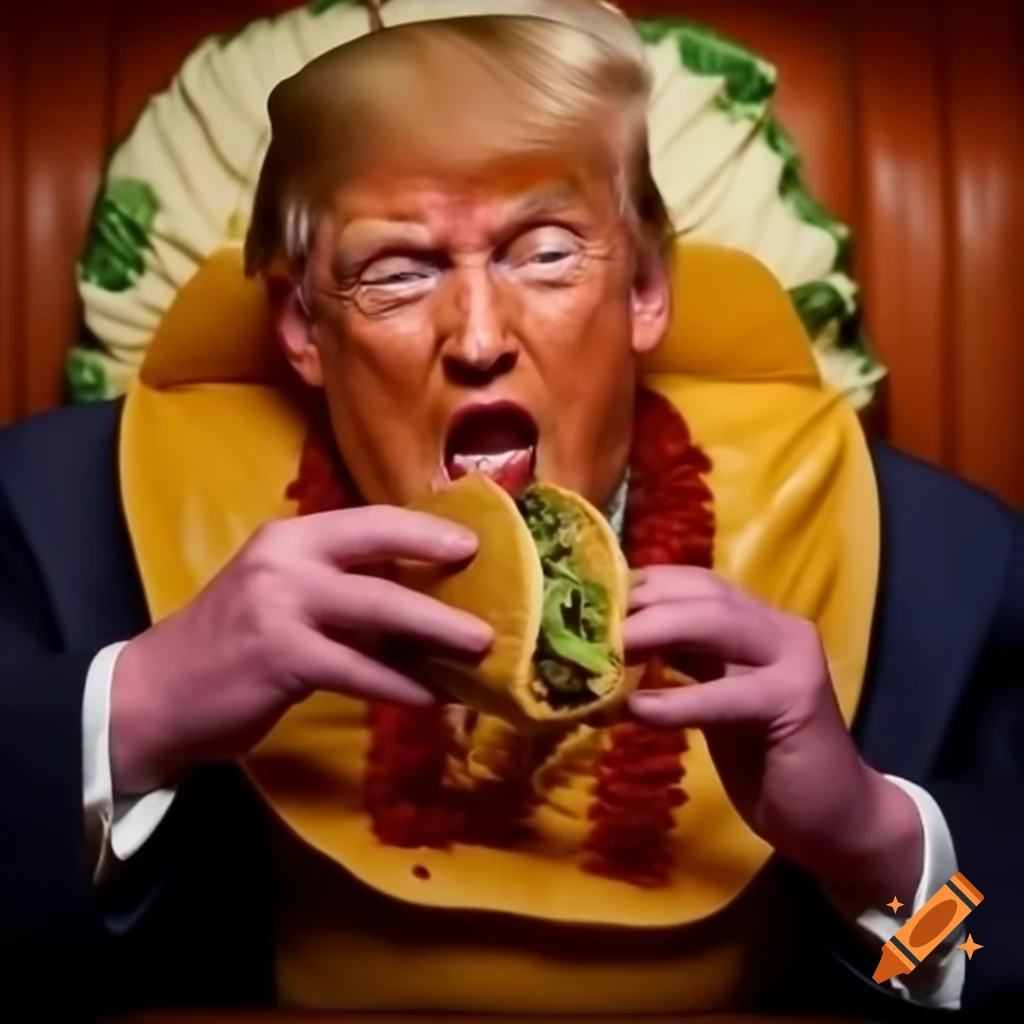 Person in taco mascot suit eating a taco on Craiyon