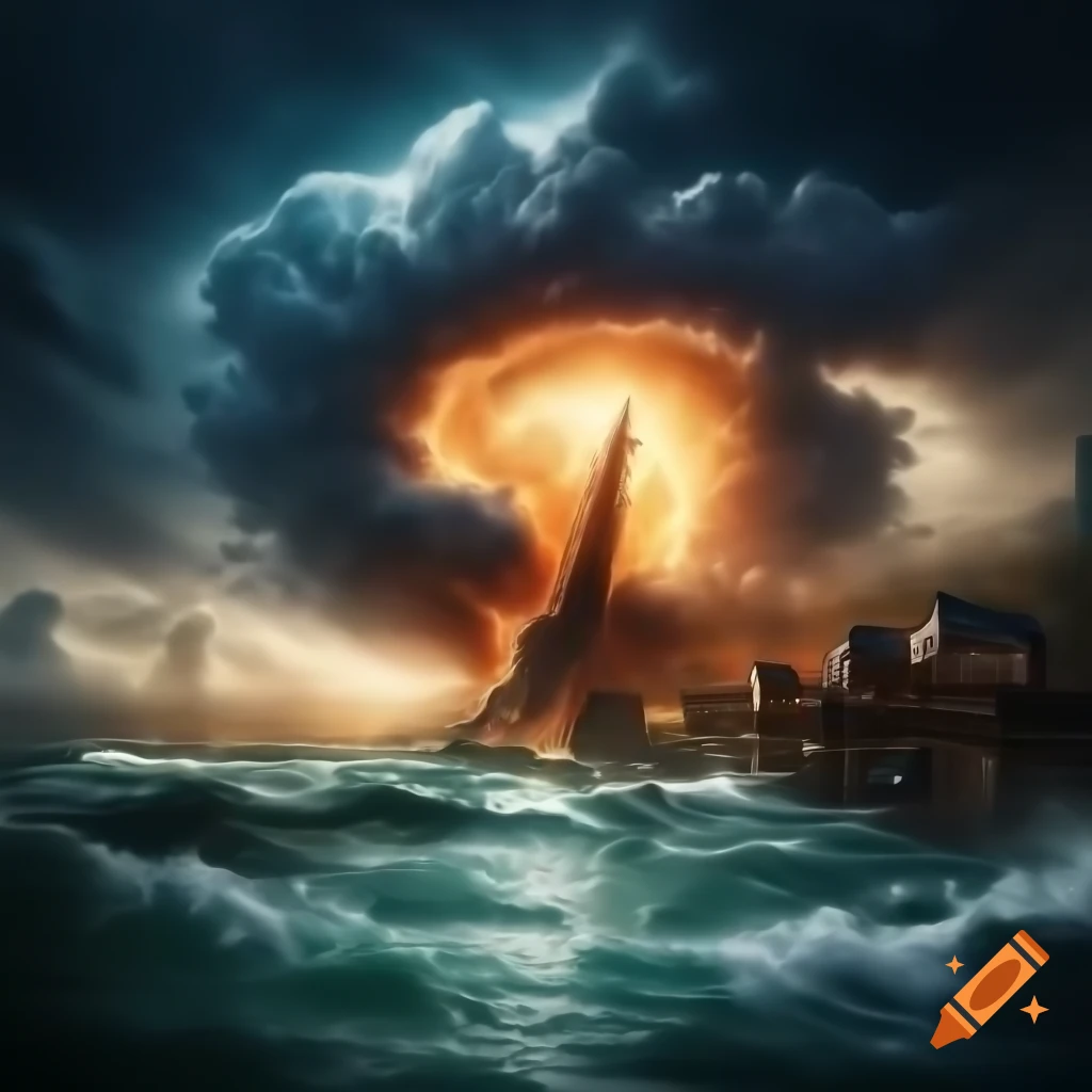 Dramatic split-scene illustration depicting natural disasters like ...