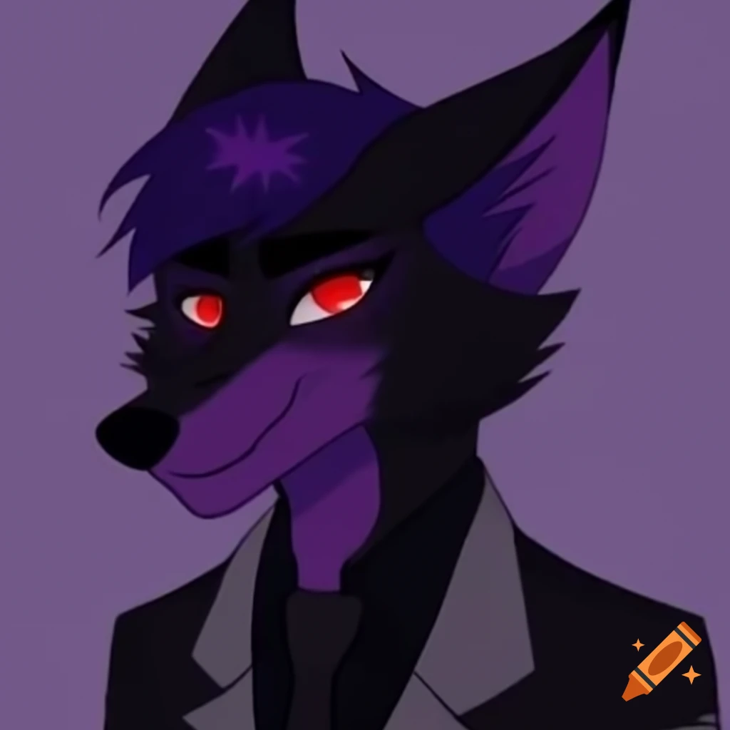 Anthro celestial wolf character with starry mohawk and suit on Craiyon