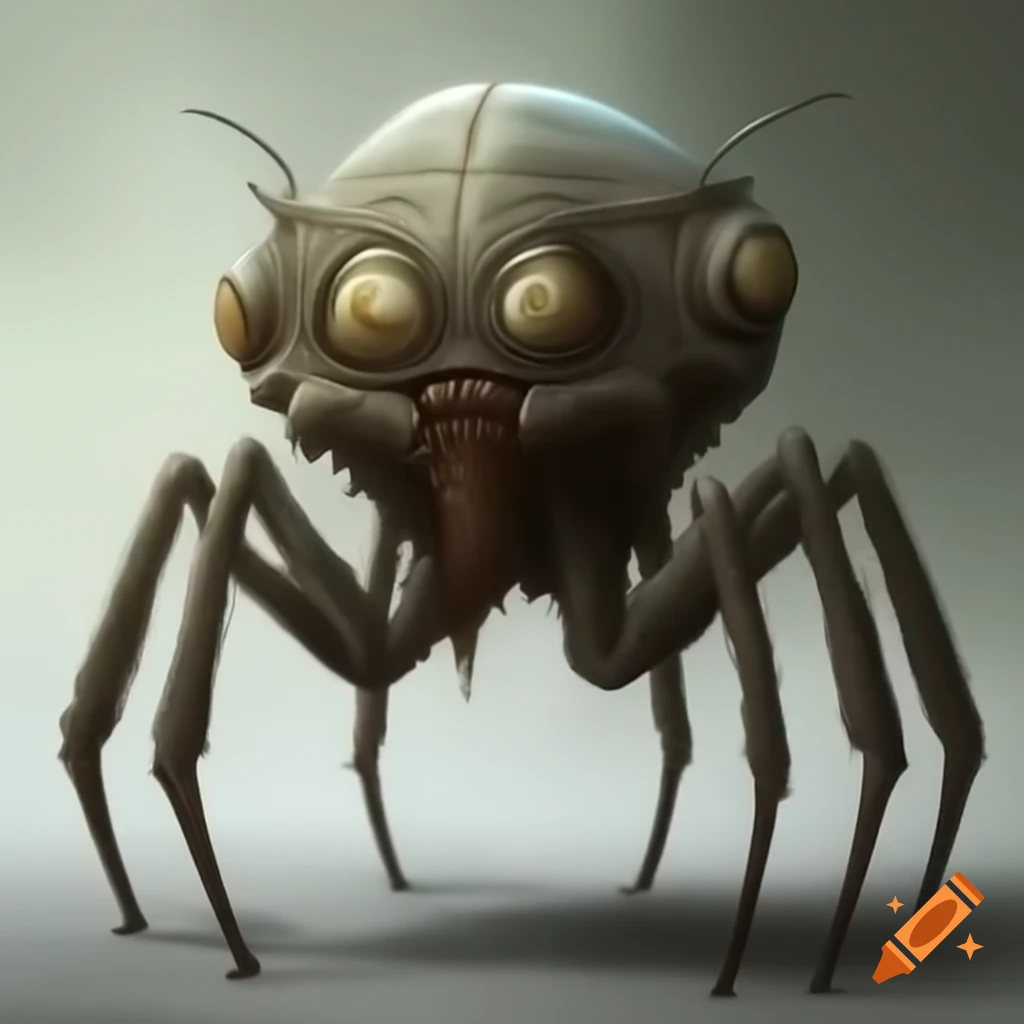 Large insect creature with four legs and six eyes, featuring a v-shaped ...