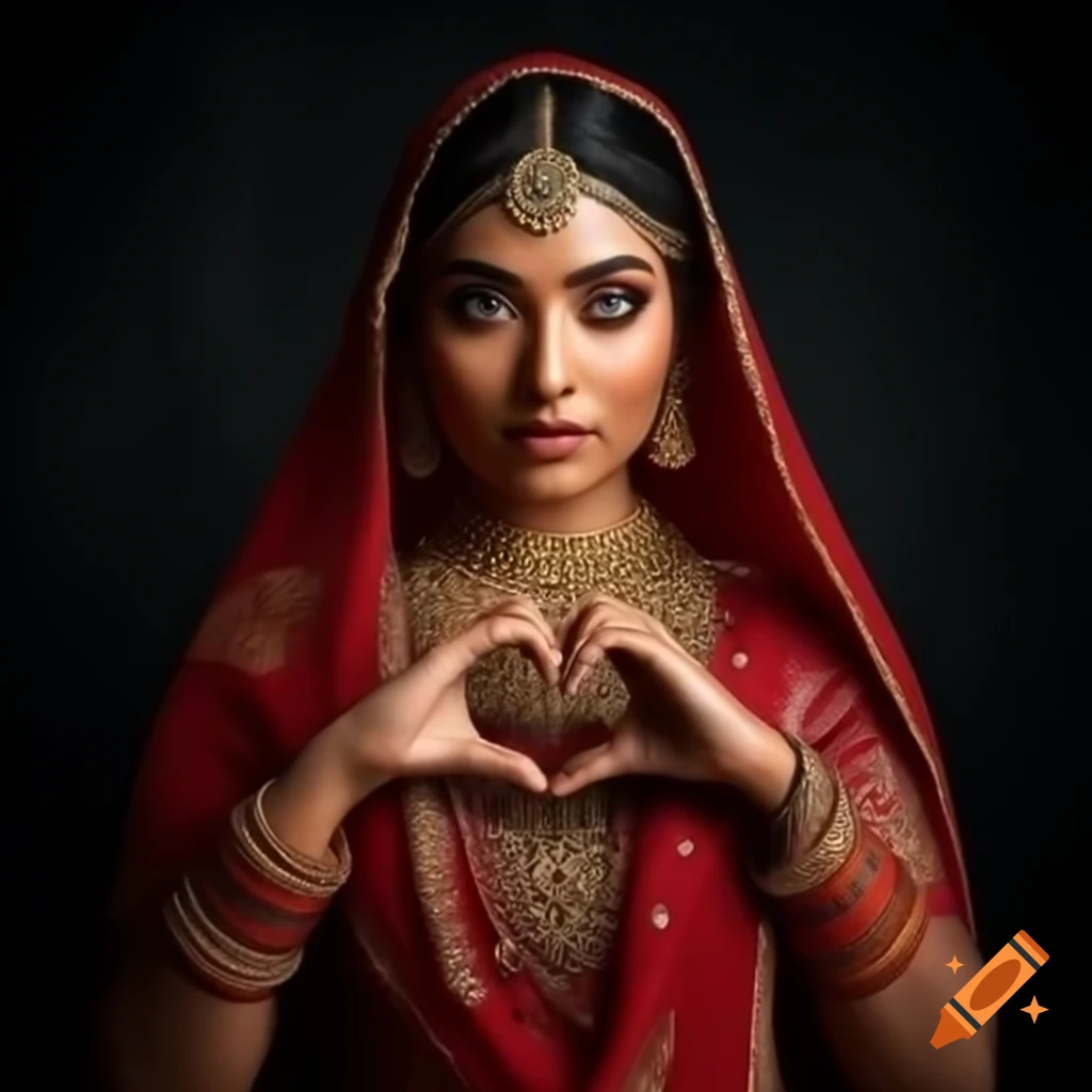 Indian woman posing with sign reading 'I ️ THE NEW PERCHANCE MODEL ...