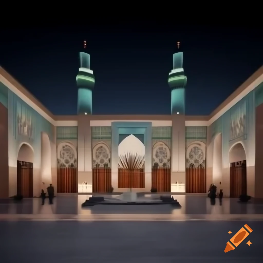 Design and layout of The Grand Mosque including exterior, interior, and ...