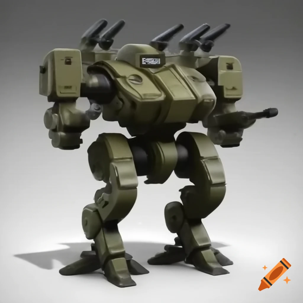 Detailed design of a bipedal armored recon battle mech in 3/4 ...