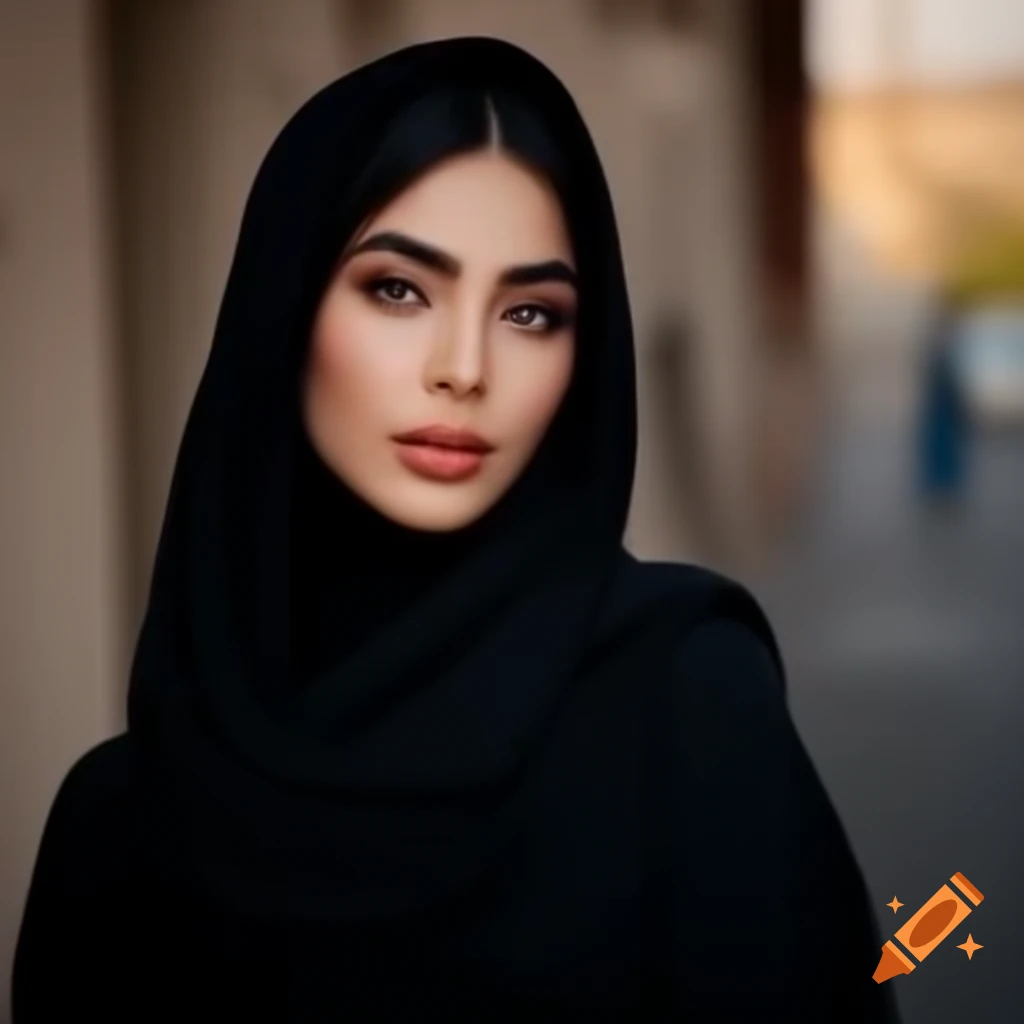 Beautiful woman in black full shias abaya on Craiyon