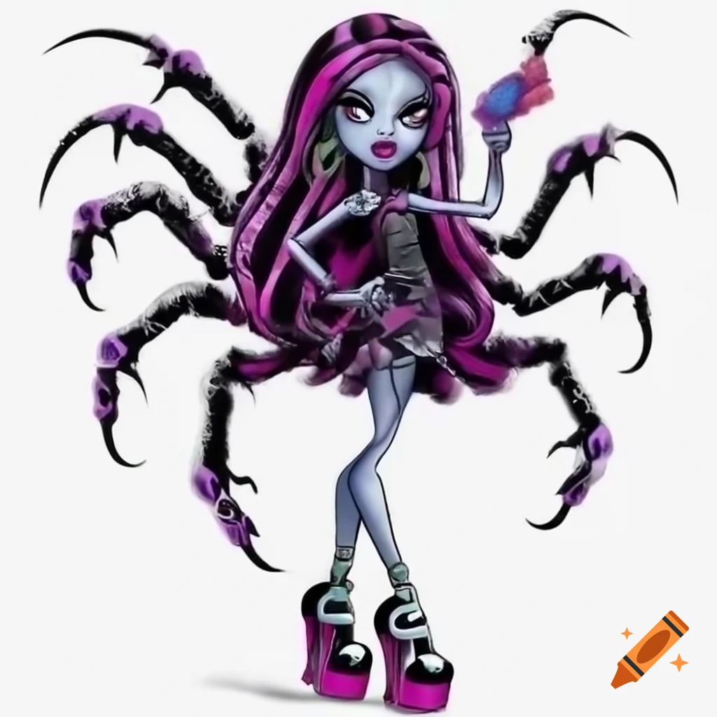 Monster High character with eight arms and spider-themed fashion, black ...