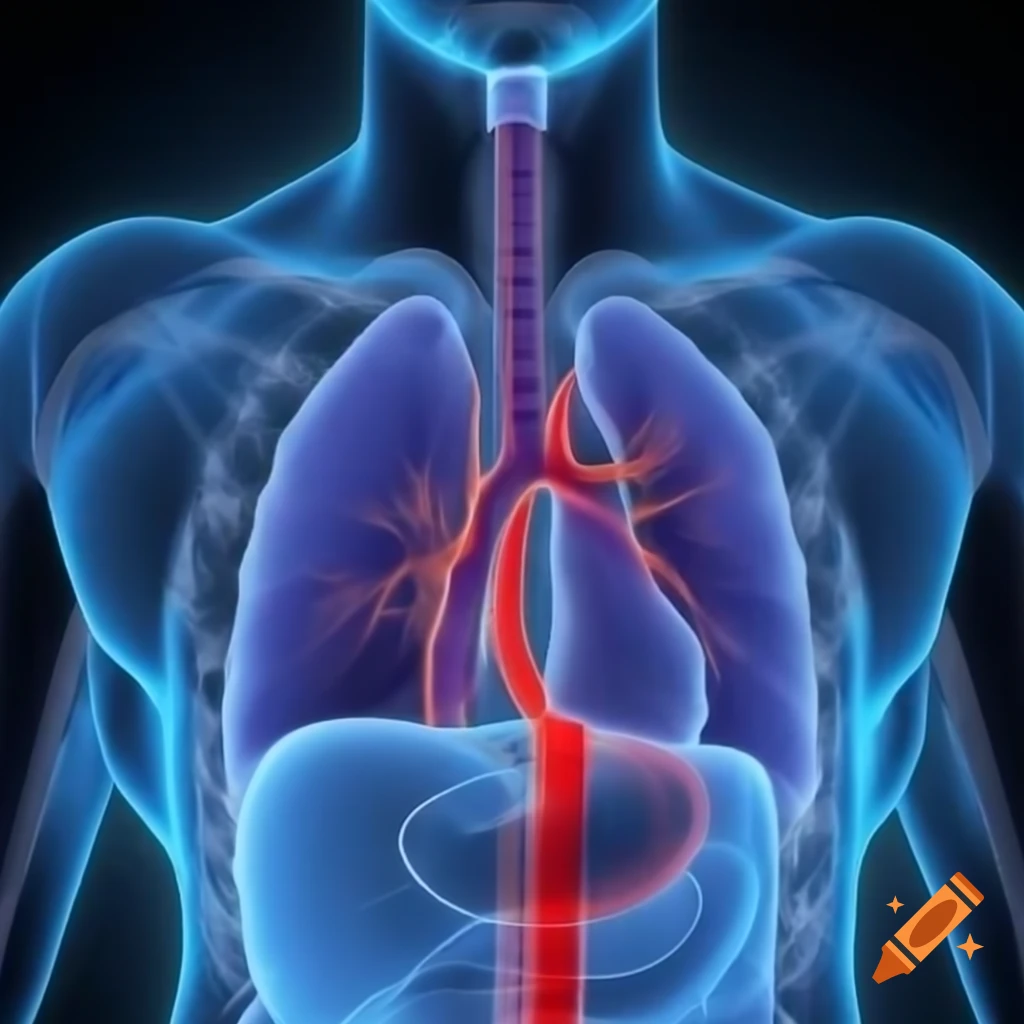 Colorful diagram illustrating lung blood reservoir function from journal on Craiyon